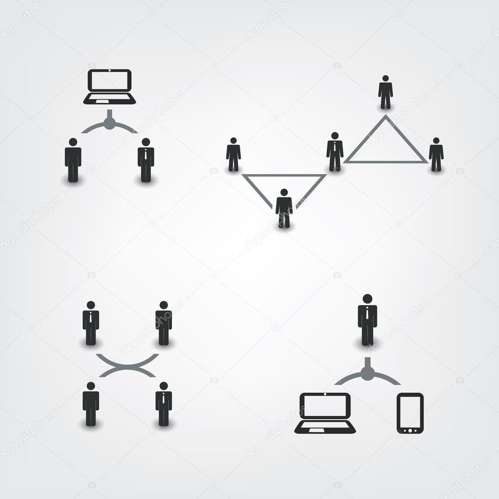 Networks, Connections: Social, Business, Leadership Icon Set Stock ...