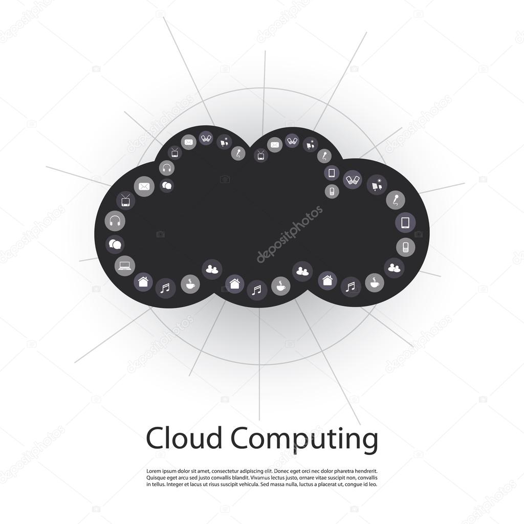 Black and White Networks, IoT and Cloud Computing Concept Stock Vector by ©bagotaj 117387358