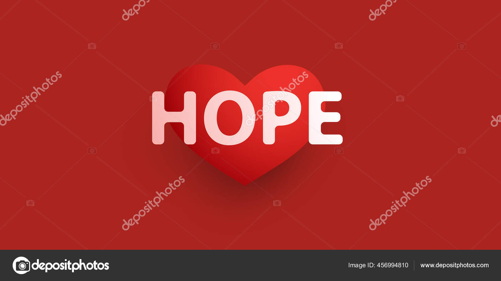 Hope Lettering Red Heart Vector Design Concept Stock Vector Image by ...