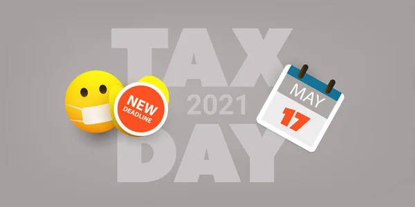 Tax Day Reminder Concept Design Vector Template Smiling Emoji Showing ...
