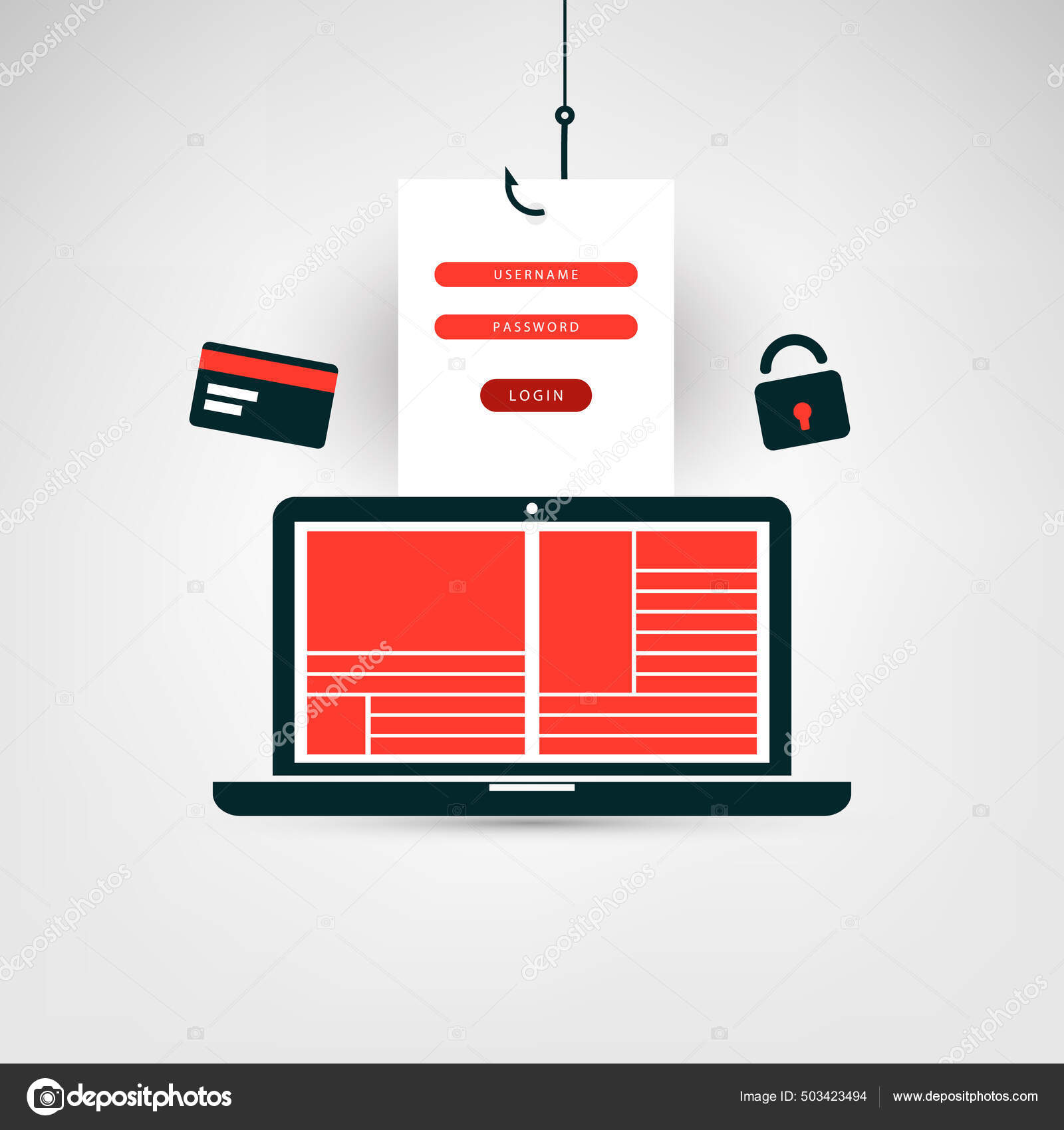 Internet Phishing Intento Hackeo Cuentas Actividad Del Hacker Robo ...