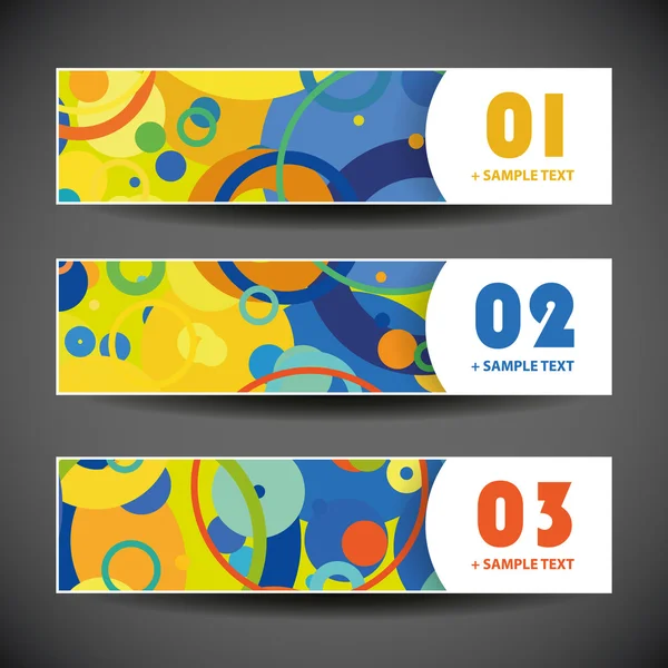 Colorful Set of Three Header Designs with Dots and Circles Stock Vector ...