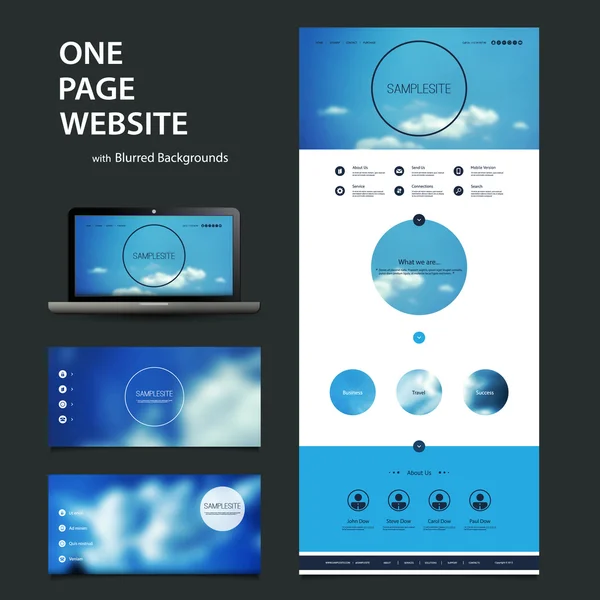 One Page Website Template and Different Header Designs with Blurred ...
