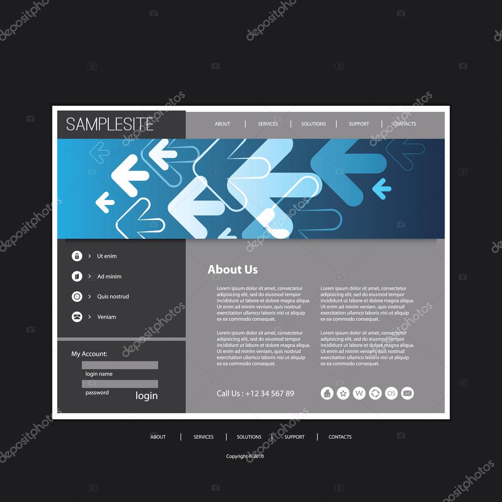 Website Template with Arrows Header Design - Business Concept Stock ...