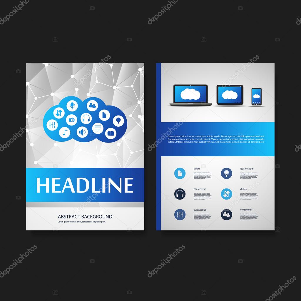 Conjunto de plantillas de diseño de folleto o portada - Negocios, redes ...