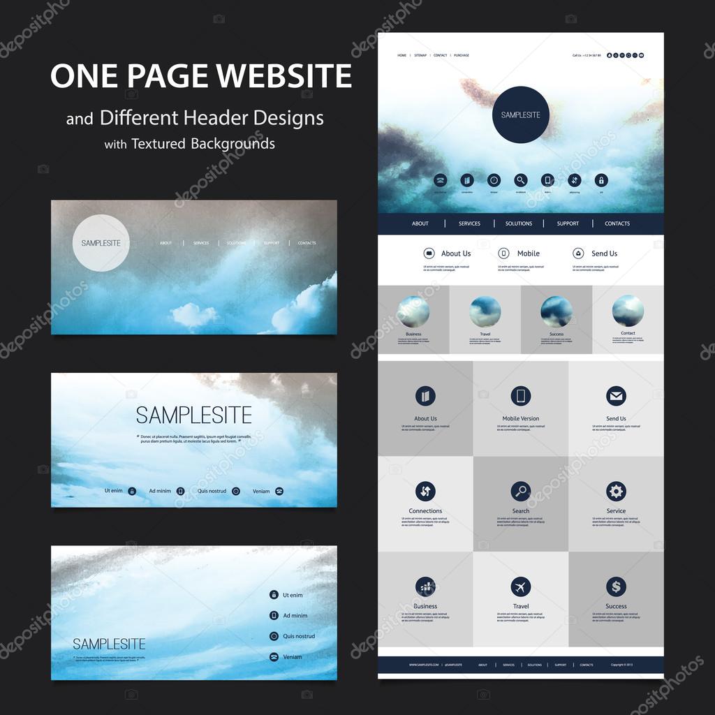 One Page Tiled Website Template and Different Header Designs with ...