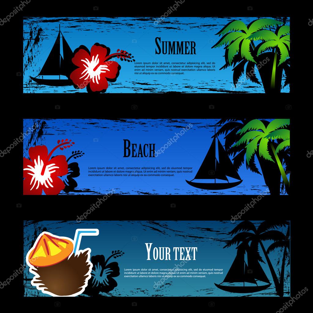 Summer Beach Banners Set — Stock Vector © bagotaj #69542501