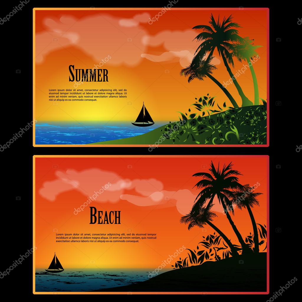 Summer Beach Banner Set — Stock Vector © bagotaj #69542521