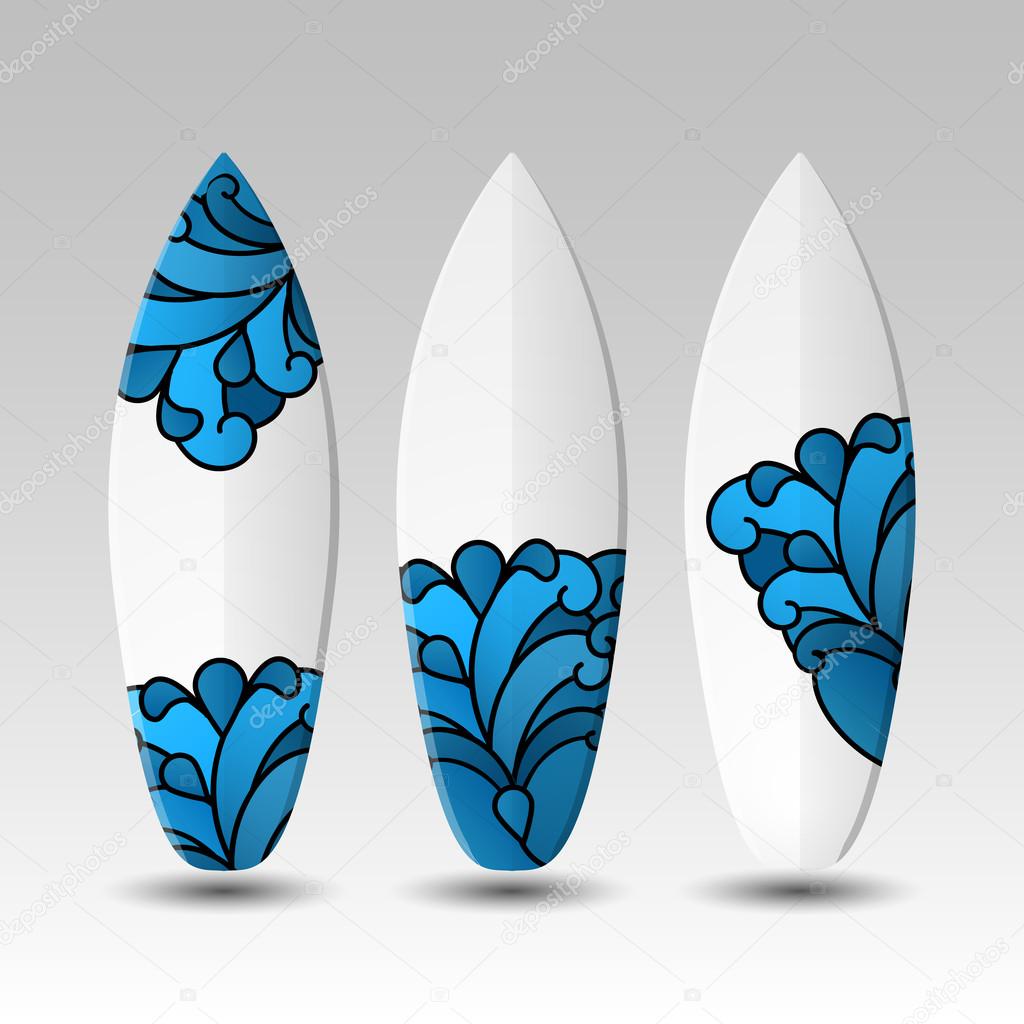 Surfboards Design Template with Floral Pattern — Stock Vector © bagotaj ...