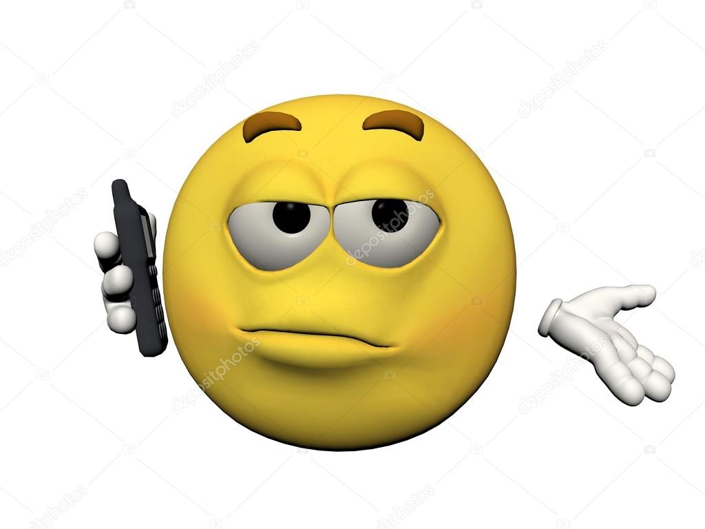 Emoticon by the telephone - 3d render Stock Illustration by ...