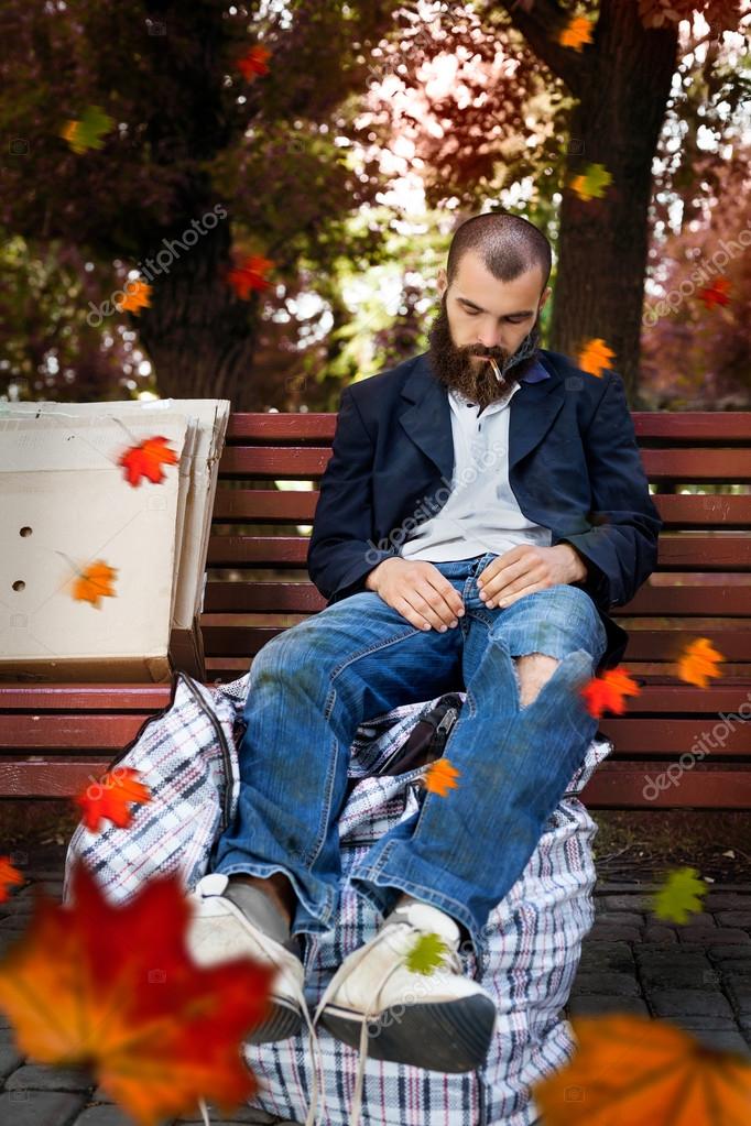 Vagrant is sleeping on bench Stock Photo by ©Nomadsoul1 120815546