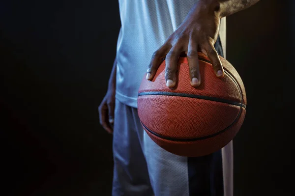 Aggressive Basketball Player Poses Ball Studio Black Background ...