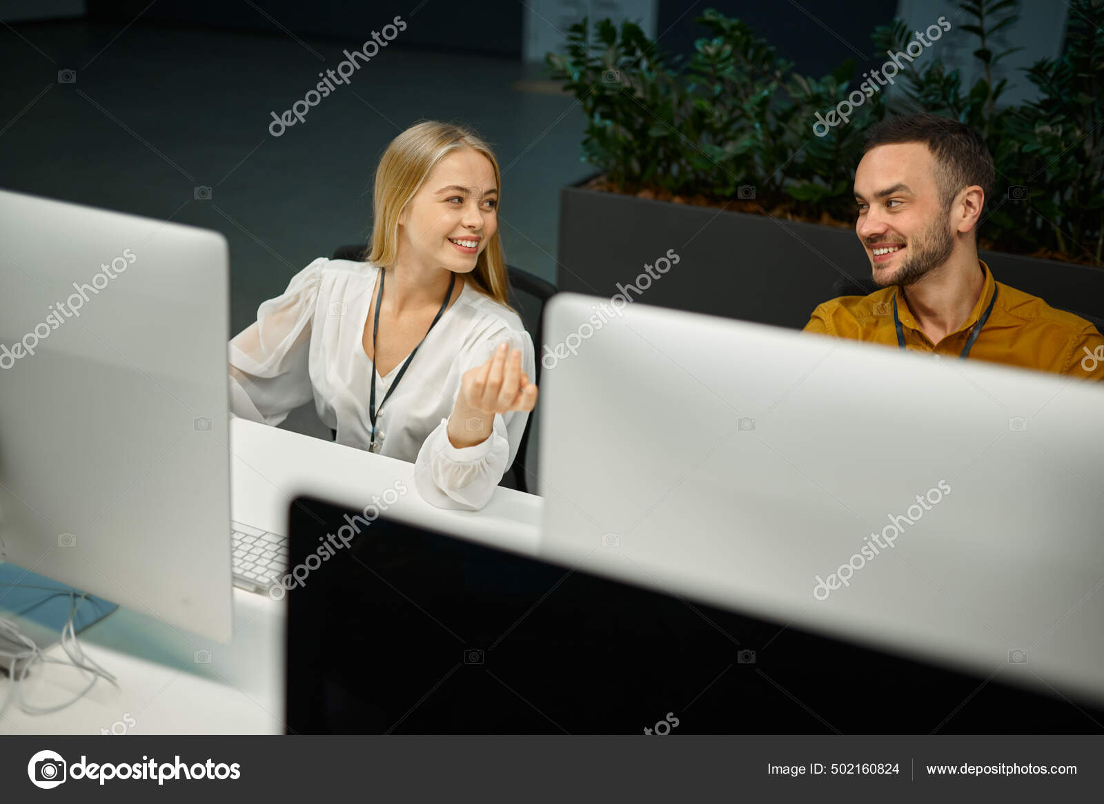 Two managers works on computers in IT office Stock Photo by ©Nomadsoul1 ...