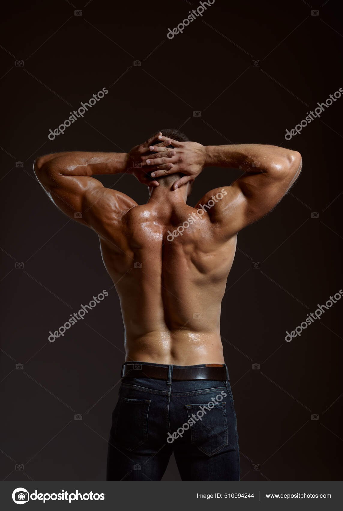 Male athlete with muscular body, back view Stock Photo by ©Nomadsoul1 ...