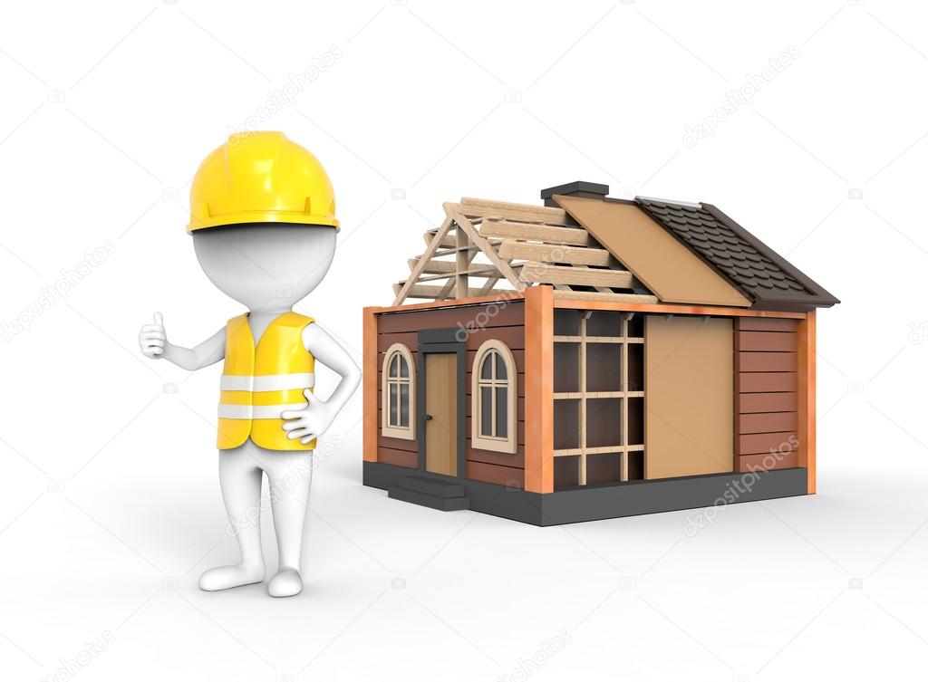 White engineer over house Stock Illustration by ©Nomadsoul1 #69377653
