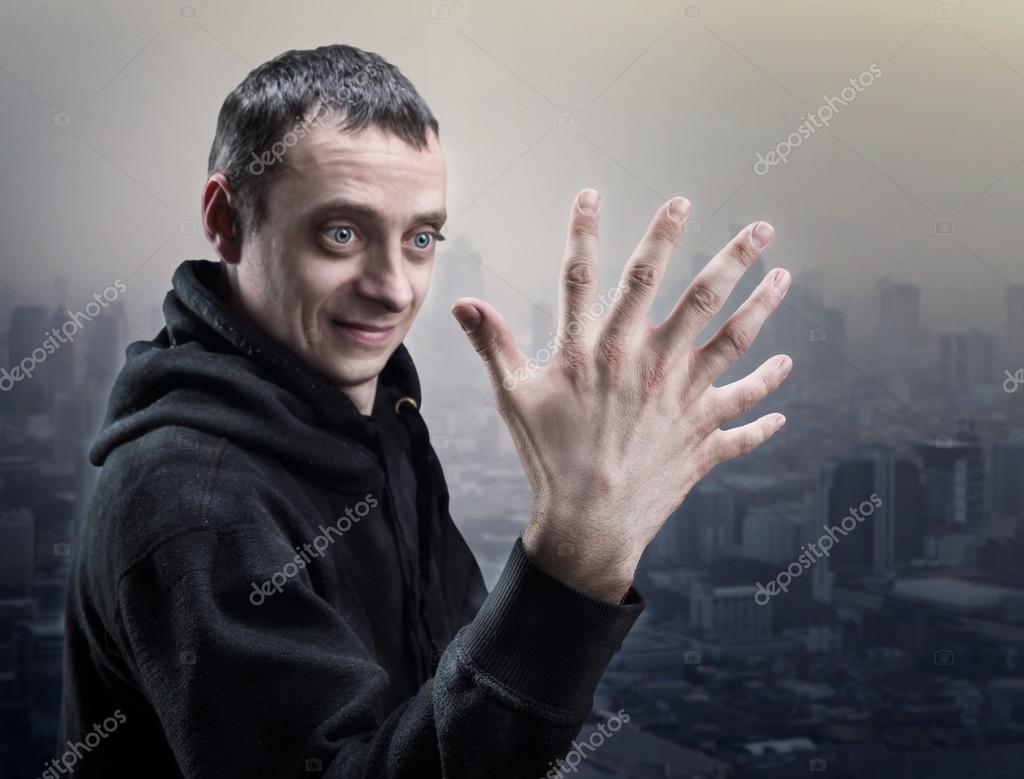 Man with seven fingers on palm — Stock Photo © Nomadsoul1 #70262909