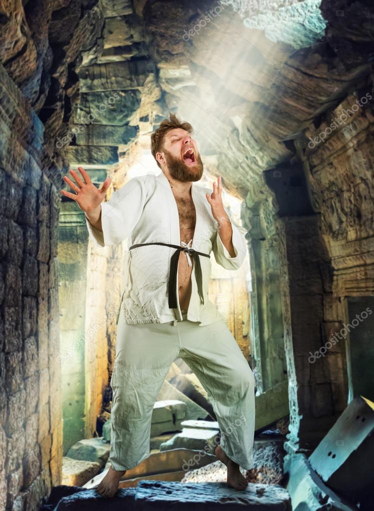 Aggressive fat karate fighter — Stock Photo © Nomadsoul1 #72995373