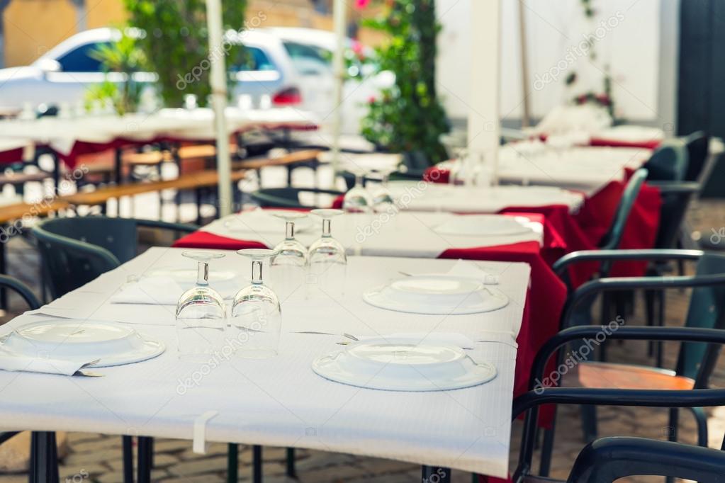 Restaurant with served tables Stock Photo by ©Nomadsoul1 85107816