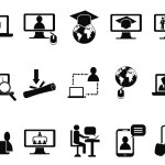Working on computer vector icons set on gray Stock Vector Image by ...