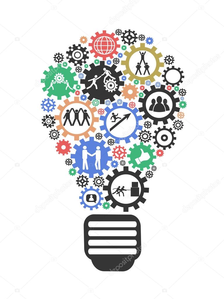 Colorful gear light bulb Stock Vector by ©huhulin 86945282