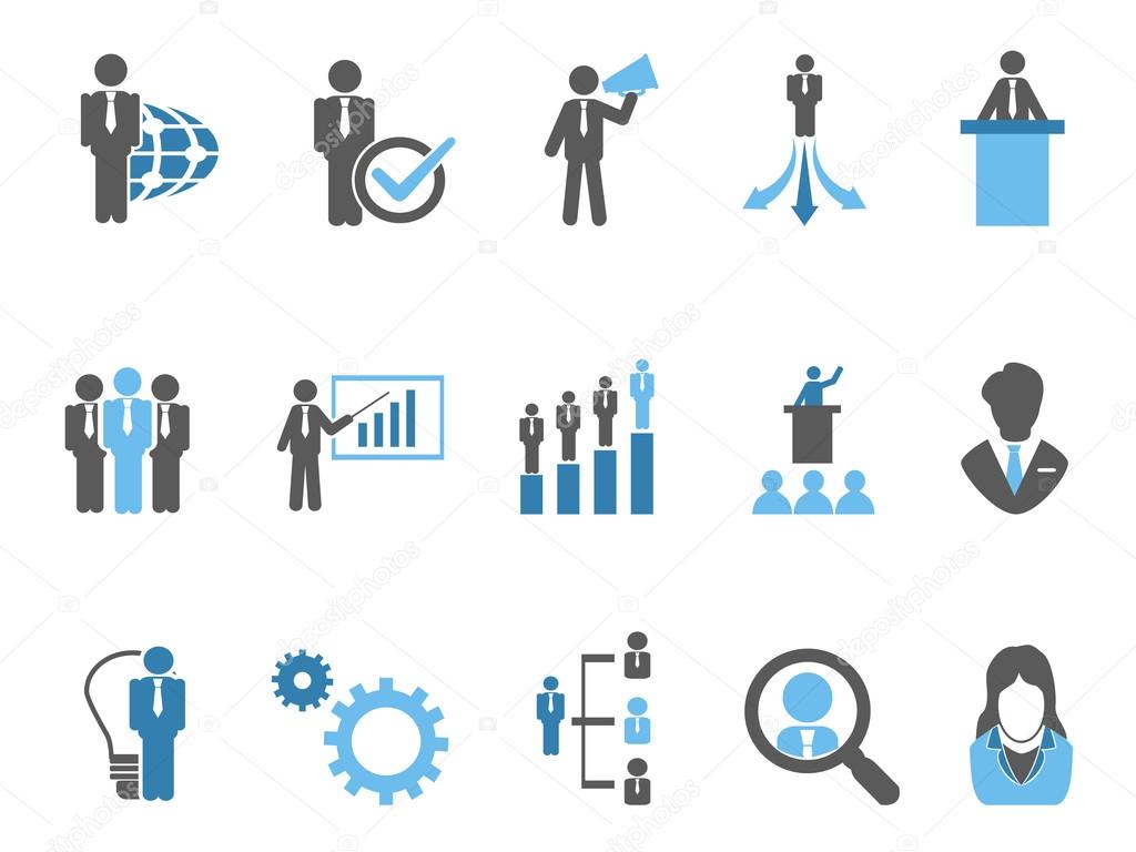 Blue Business Management Icons Stock Vector Image by ©huhulin #98299654