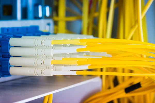 Fiber Optic Cables Plugged Network Switch Panel Data Center Stock Photo ...