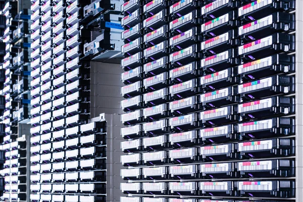robotic data archive center with large amount of magnetic tapes - Stock ...