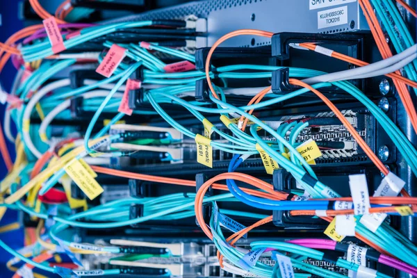 Detail Server Rack Fiber Optic Cables Attached Front Panel Switch Stock ...