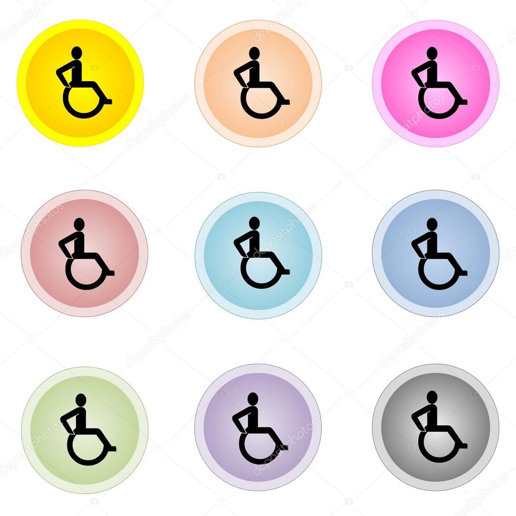 Set of colorful buttons with handicap, disable sign — Stock Photo ...