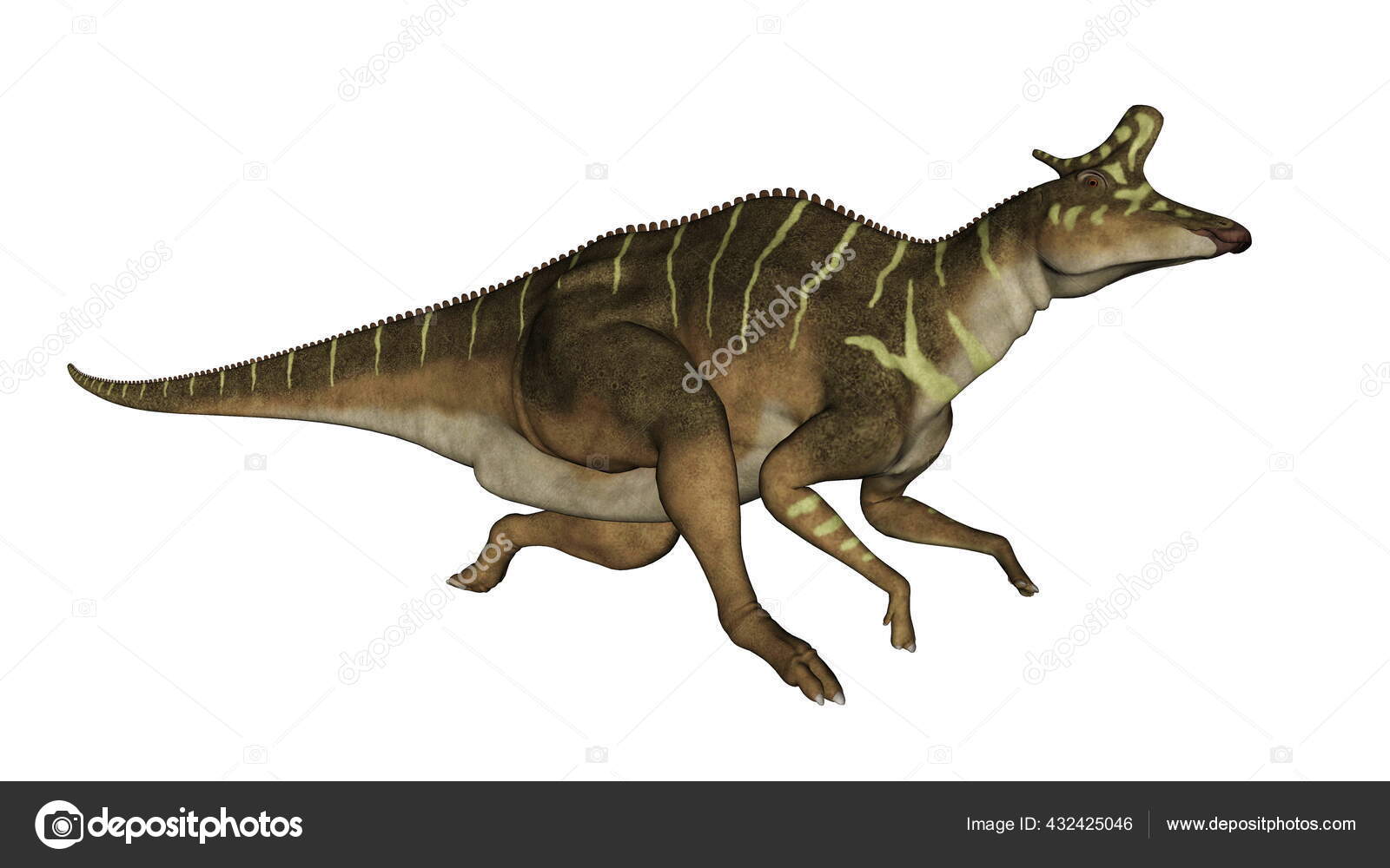 Lambeosaurus dinosaur running - 3D render Stock Illustration by ...