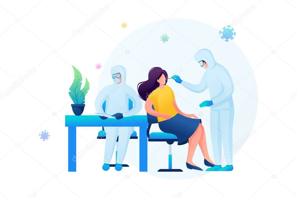 Riesgo de difundir el virus. Doctor toma un análisis para detectar el ... Riesgo de difundir el virus. Doctor toma un análisis para detectar el ...