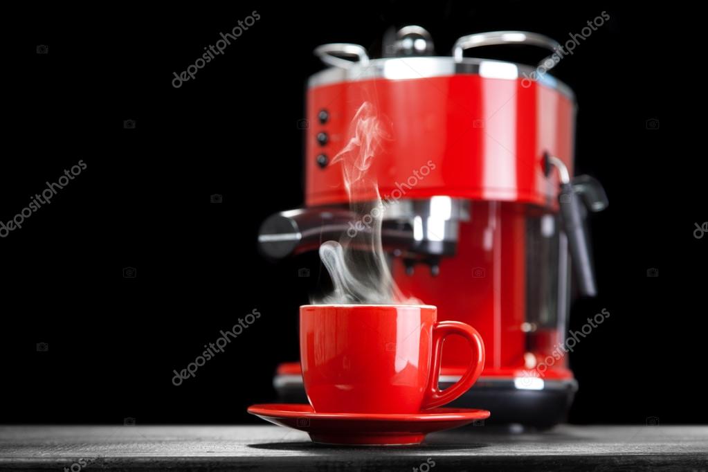 Red coffee machine Stock Photo by ©gdolgikh 79981448