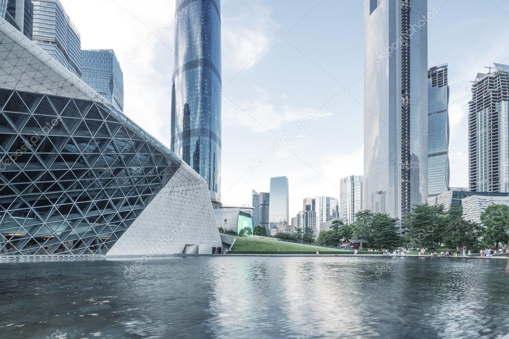 Modern waterfront buildings in Guangzhou — Stock Photo © zhudifeng ...