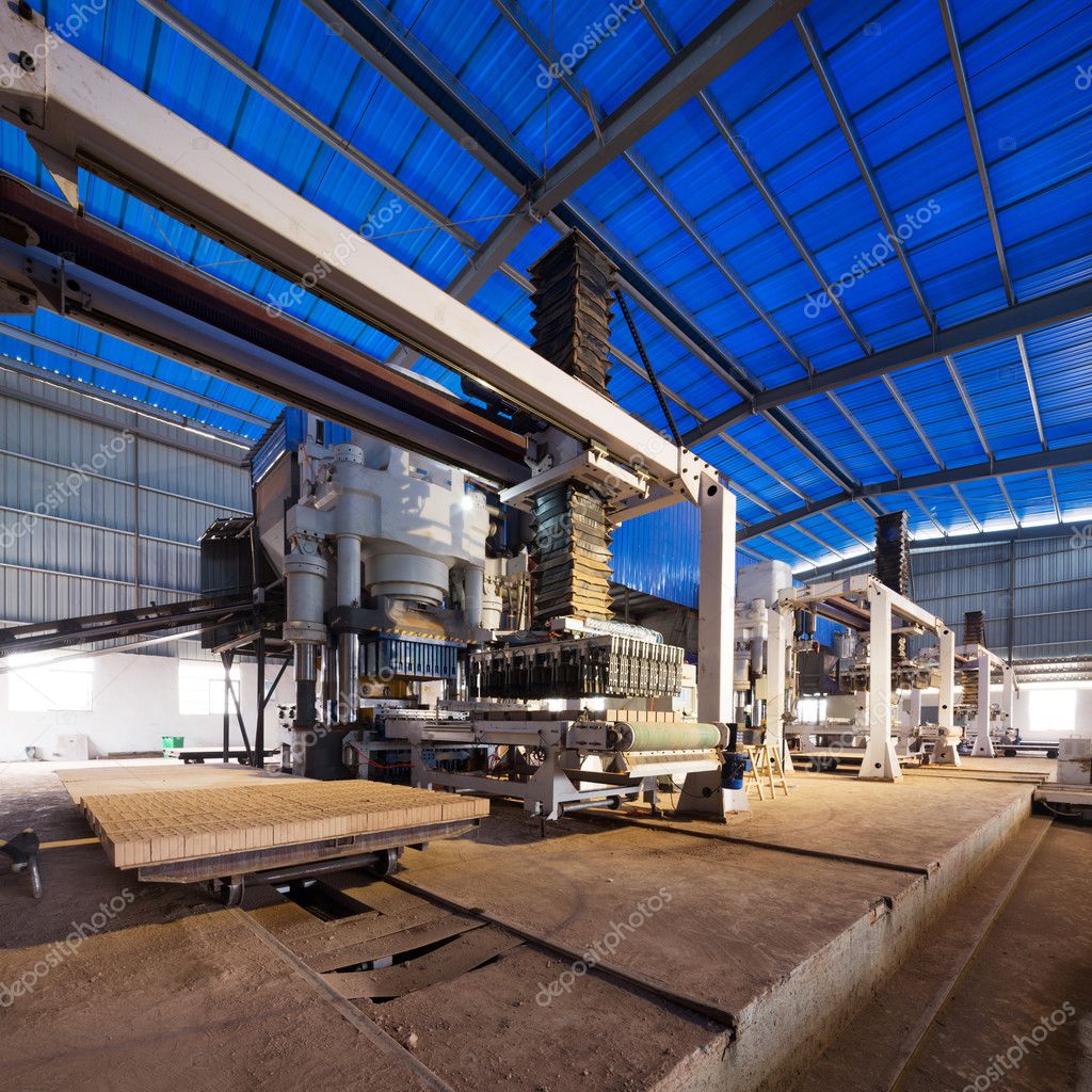 Brick production line Stock Photo by ©zhudifeng 52337819