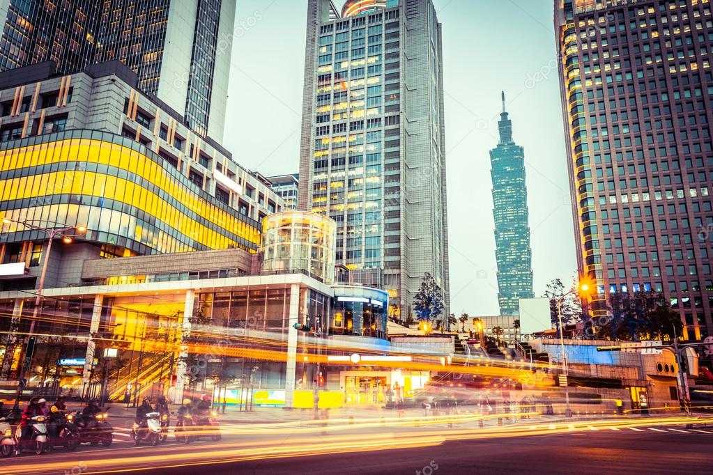 Light trails in modern street – Stock Editorial Photo © zhudifeng #73746731
