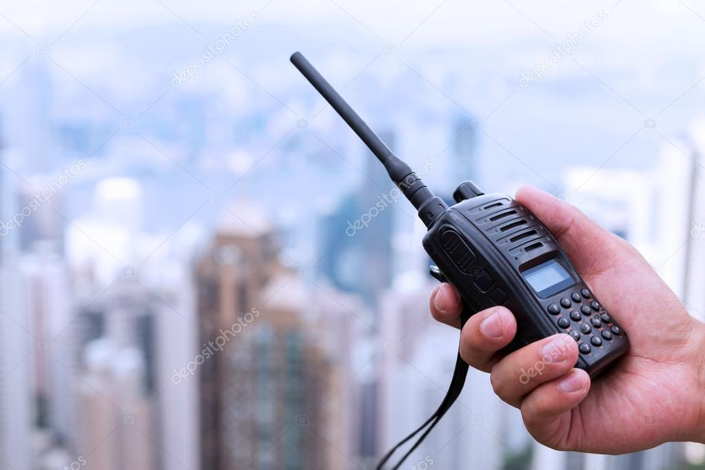 Hand holding walky talky — Stock Photo © zhudifeng #78576620