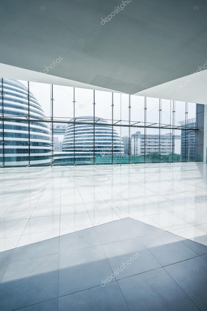 Modern building interior view with window — Stock Photo © zhudifeng ...