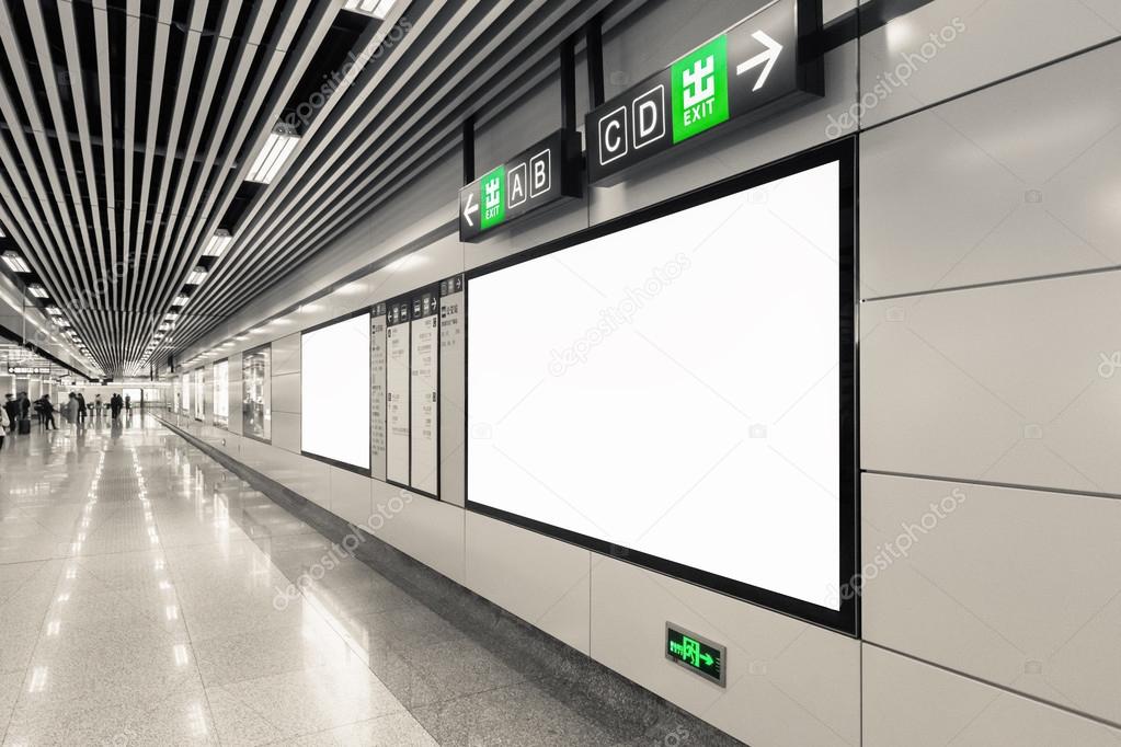 Blank billboard in metro station — Stock Photo © chungking #106552822