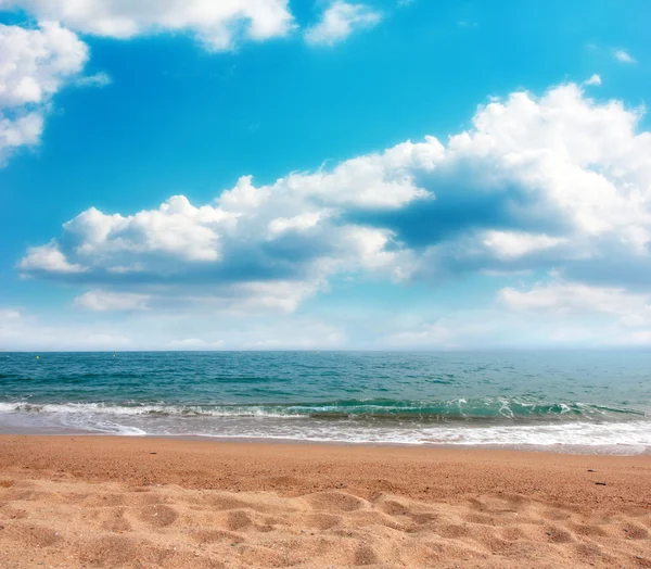 Sandy beach and sun in blue sky background stock photos creative market ...