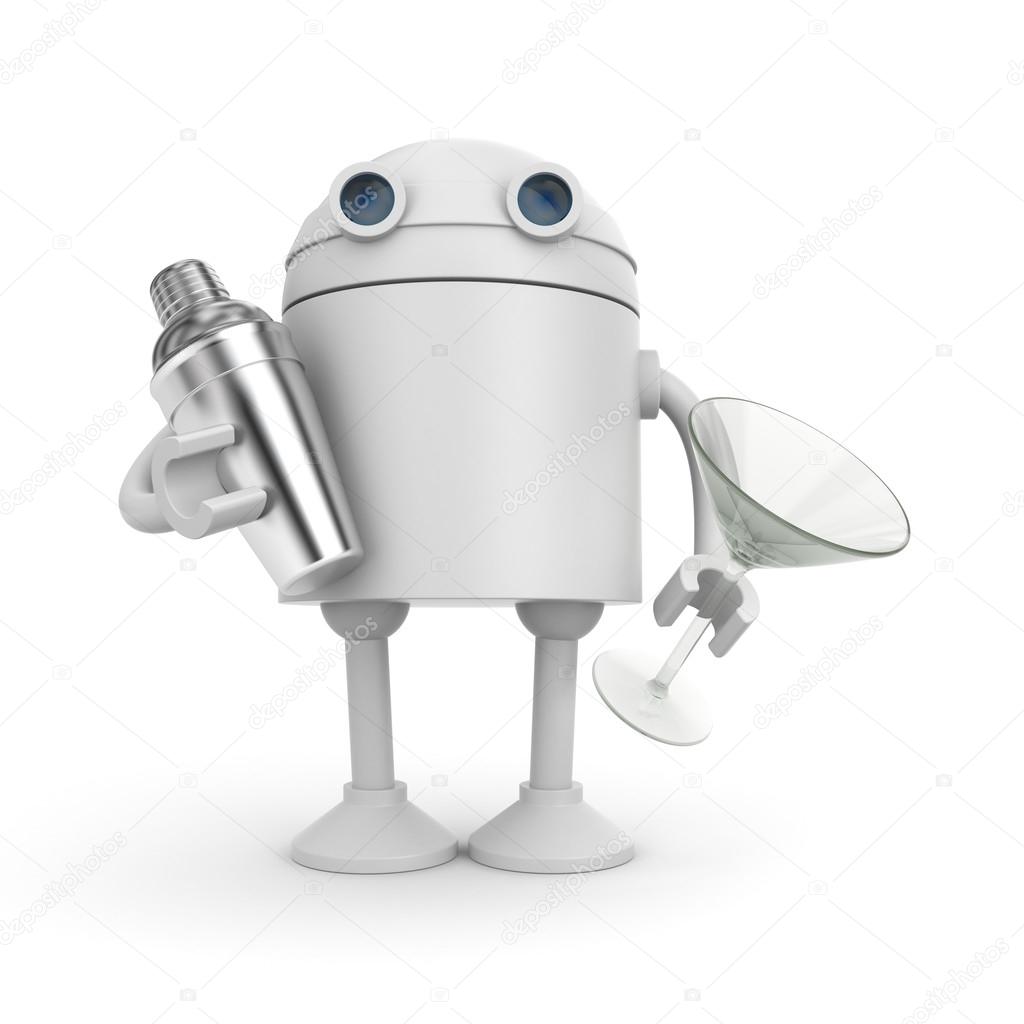 Robot with shaker and glass Stock Photo by ©Pixelery.com 60288841