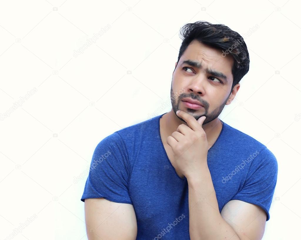 Young Indian Confused Man Scratching His Chin — Stock Photo ... Young Indian Confused Man Scratching His Chin — Stock Photo ...