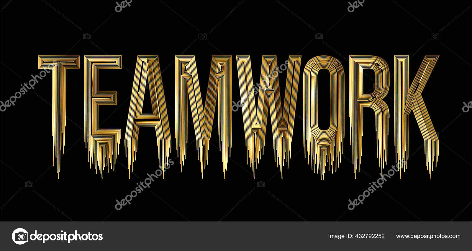 Teamwork Calligraphic Gold Text Banner Poster Vector Illustration ...