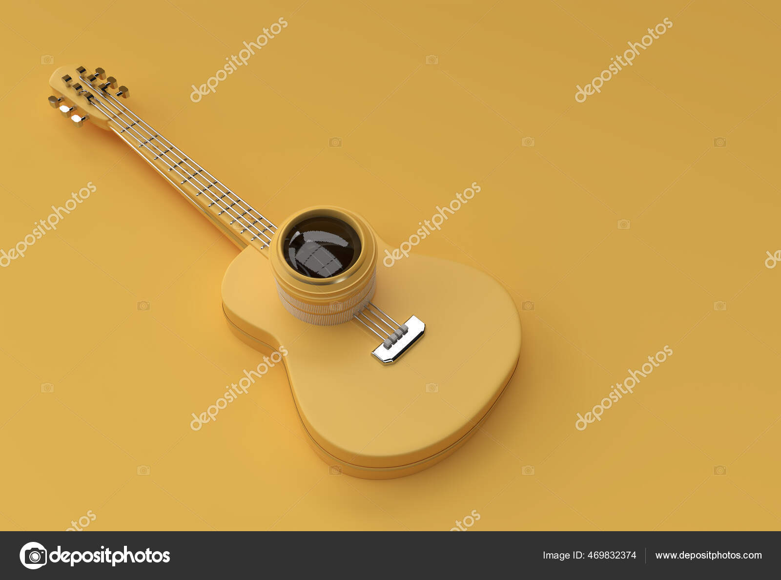 Render Acoustic Guitar Camera Lens Illustration Design Stock Photo by ...