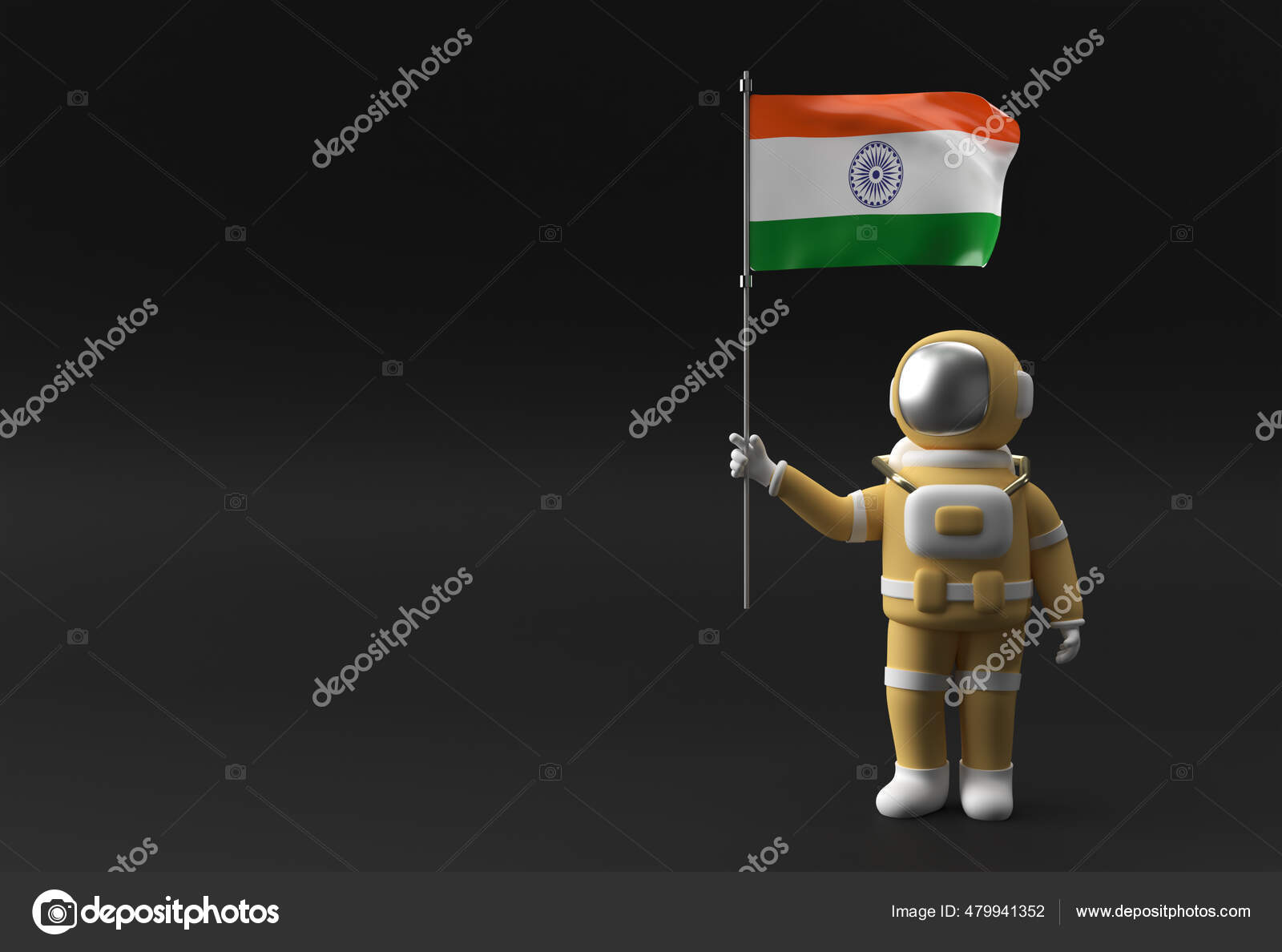 Render Astronaut Holding India Flag India Independence Day Concept ...