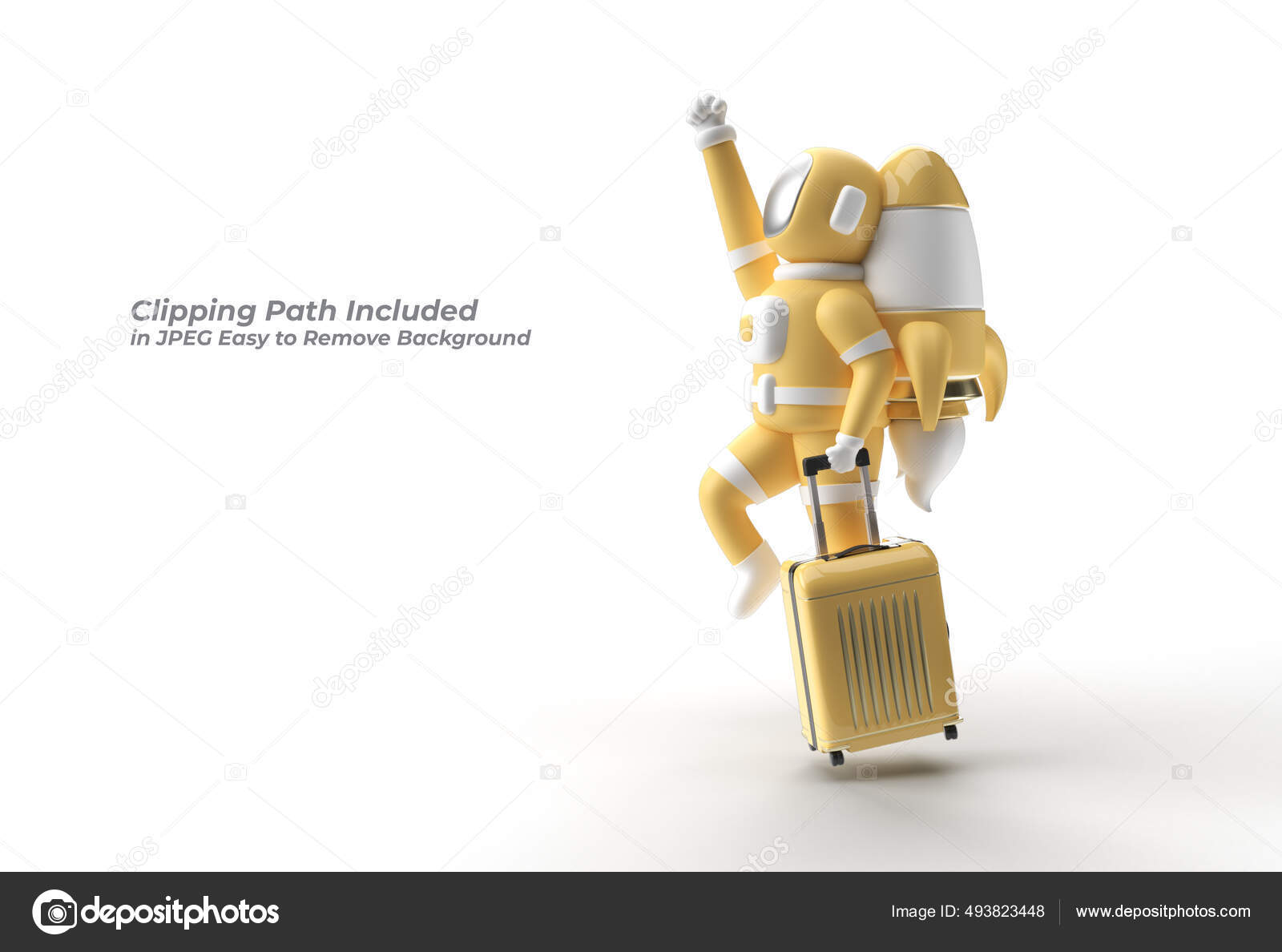 Astronaut Flying Rocket Pen Tool Created Clipping Path Included Jpeg ...