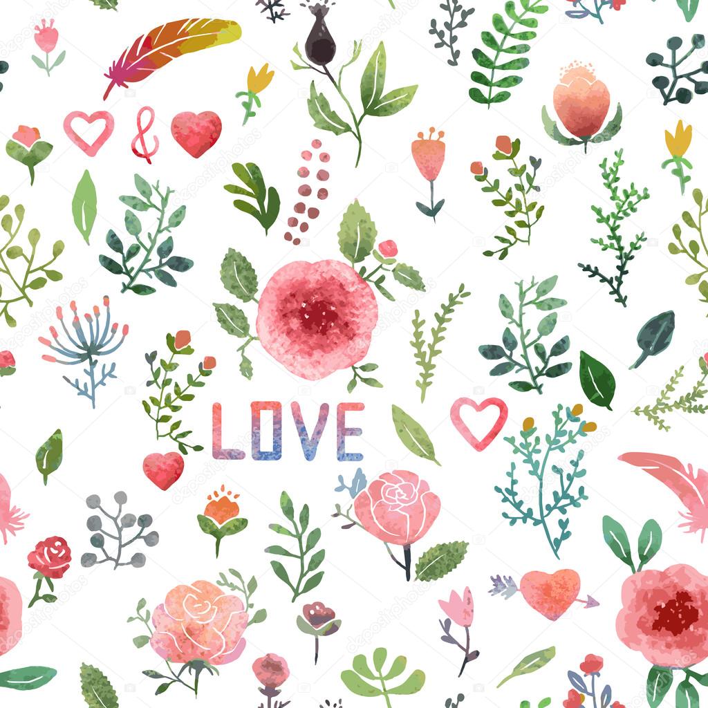 Watercolor nature pattern Stock Vector Image by ©yaskii #60542243