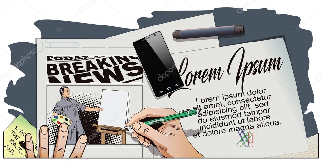 Artist shows off his painting. Stock Vector by ©bomg11 122293886