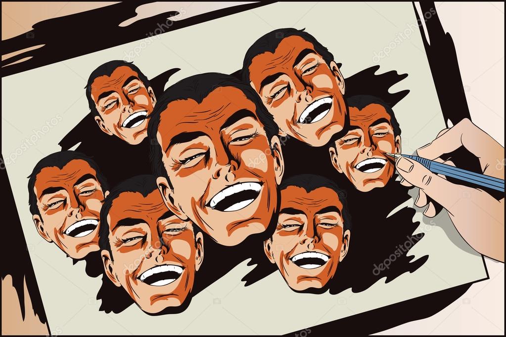 People in retro style. Laughing man. Stock Illustration by ©bomg11 ...