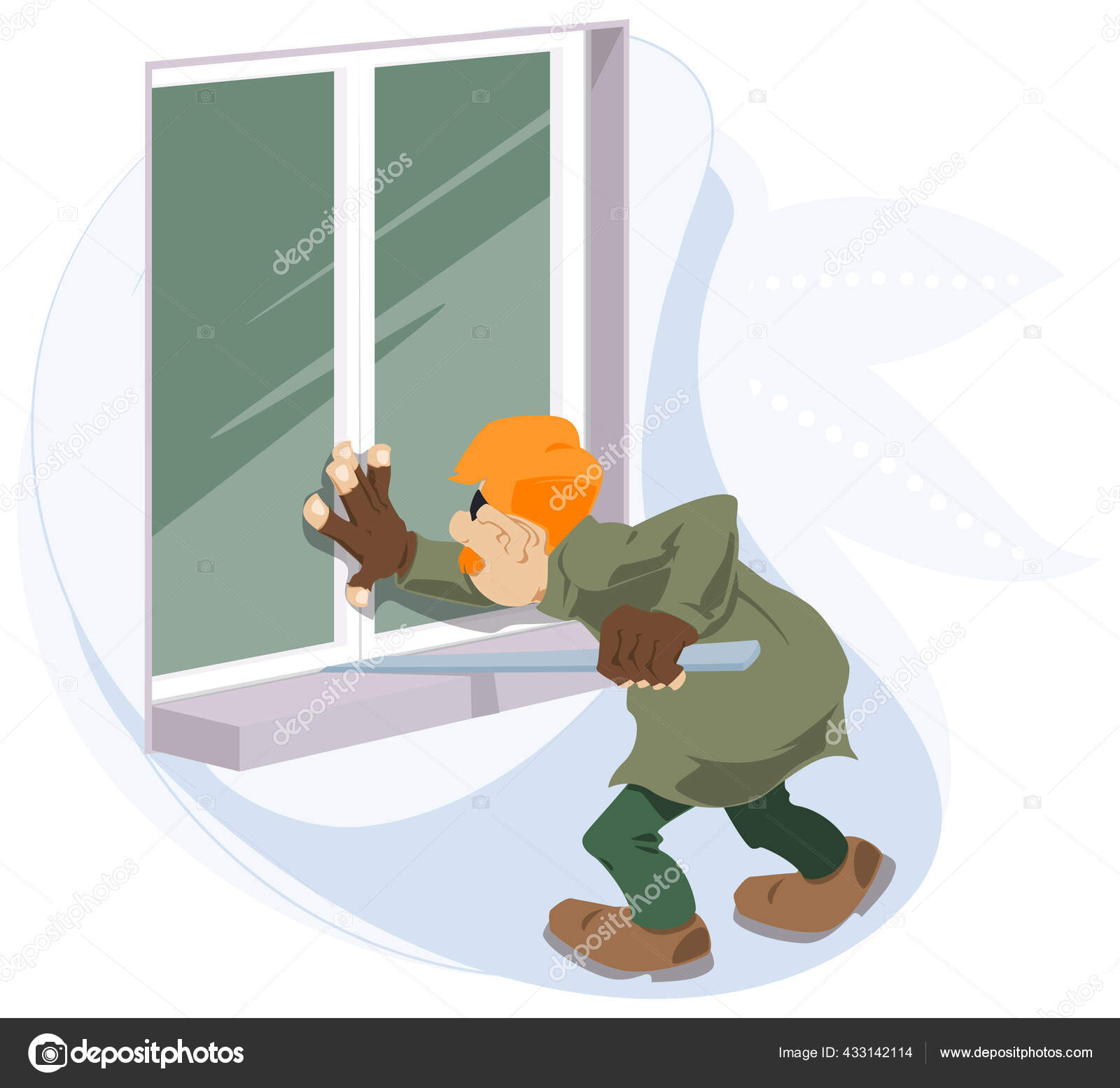 Cartoon Thief Robbing House Robber Stealing Funny People Stock ...