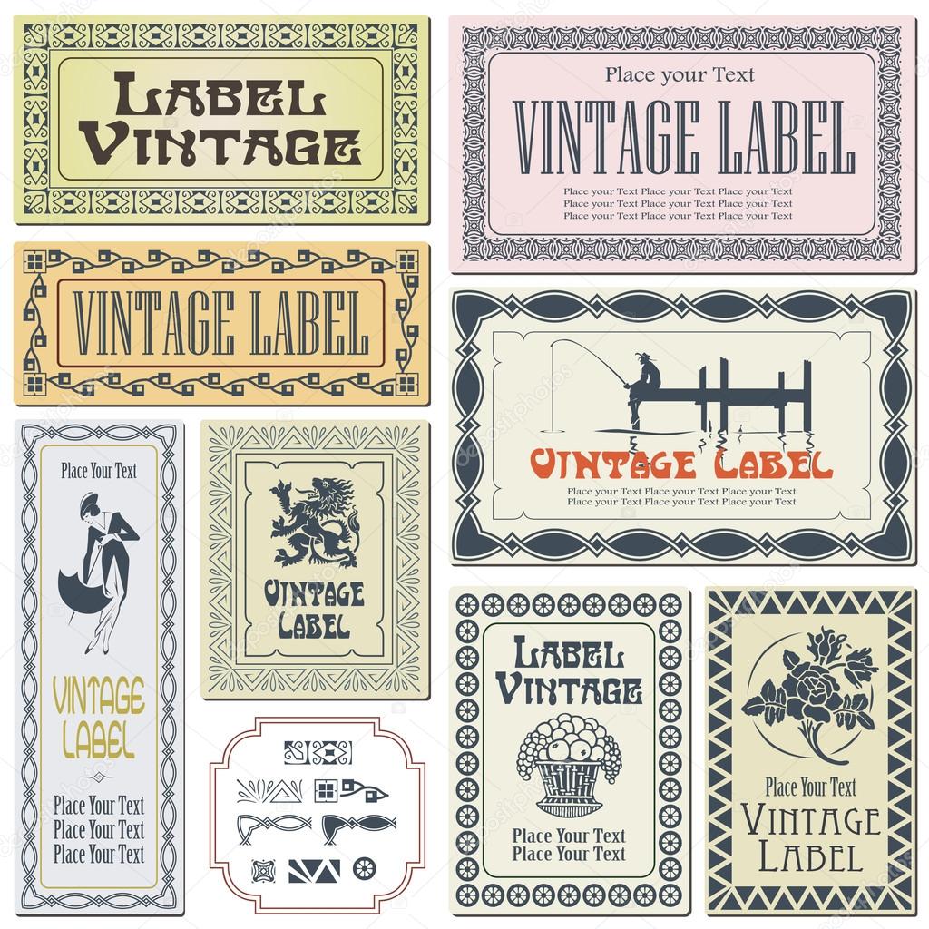 Border style labels on different versions (brushes included) Stock ...